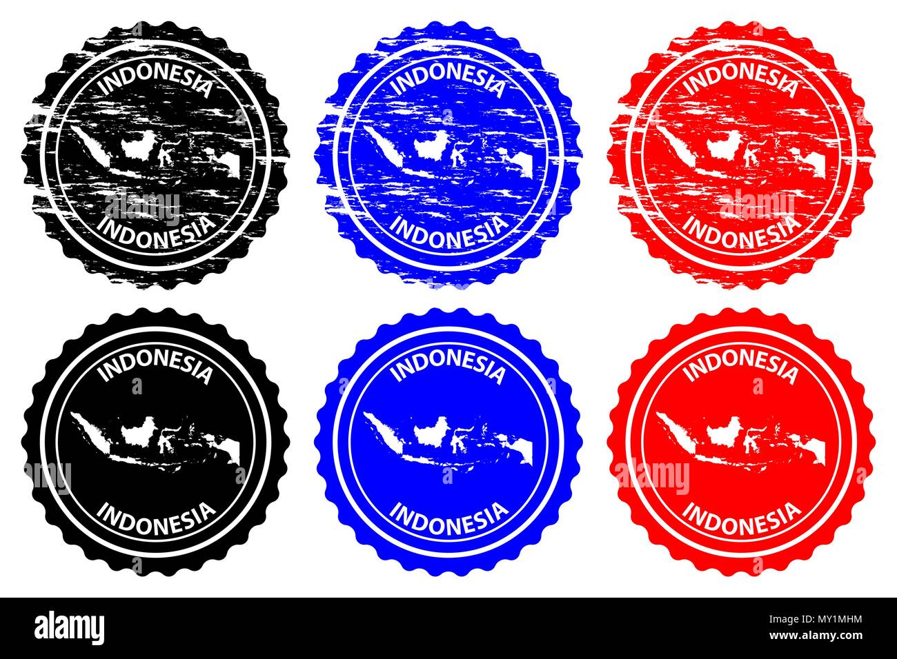 Indonesia - rubber stamp - vector, Republic of Indonesia map pattern ...
