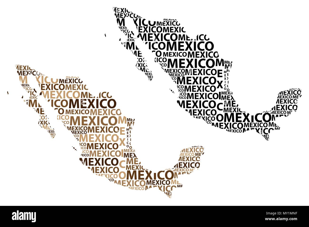 Sketch Mexico letter text map, Mexico - in the shape of the continent ...