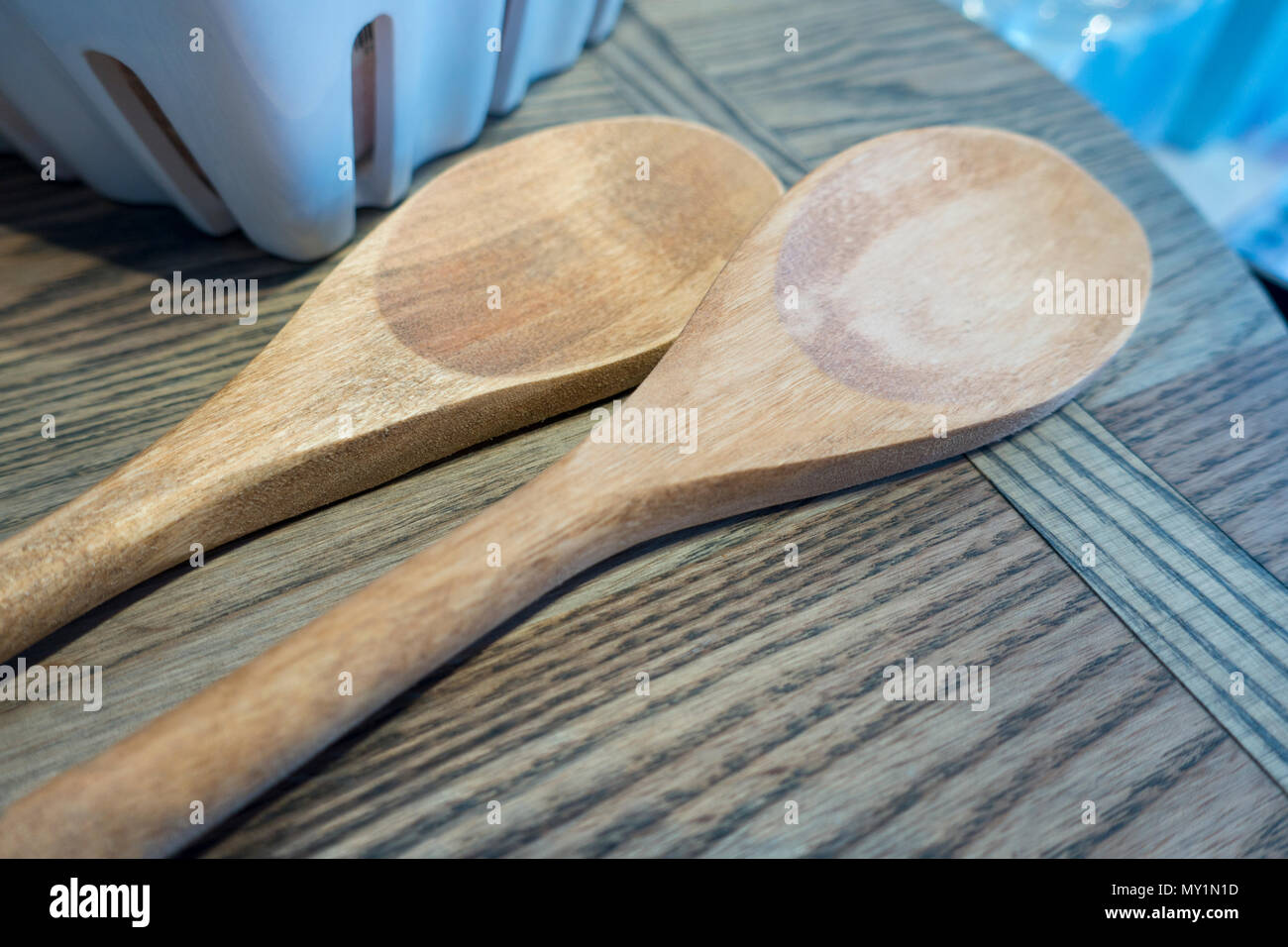 Antique Spoons On A Rustic Wood Background High Resolution Stock ...