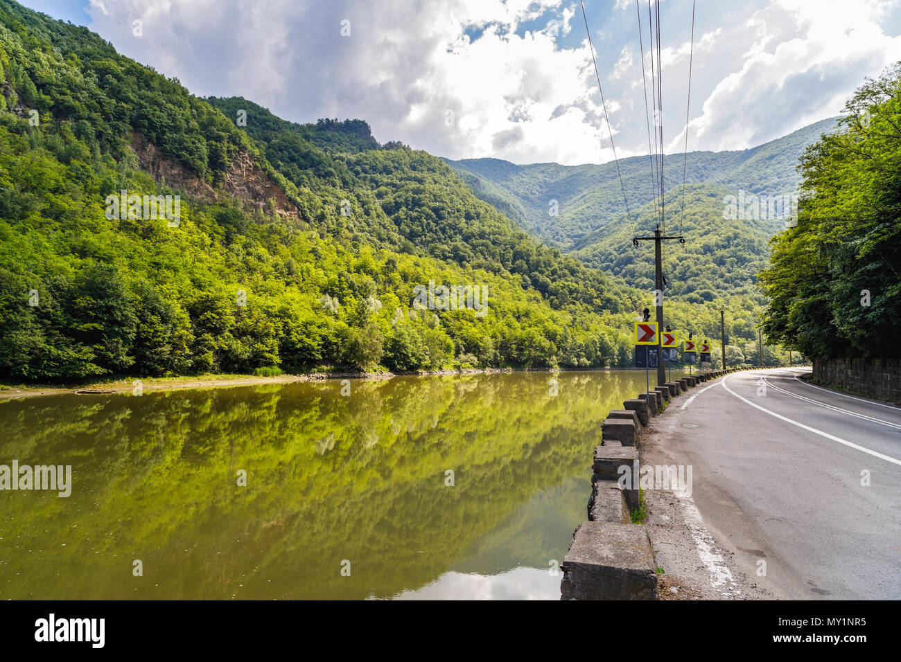 Highway going along the Olt river in Romania Stock Photo - Alamy