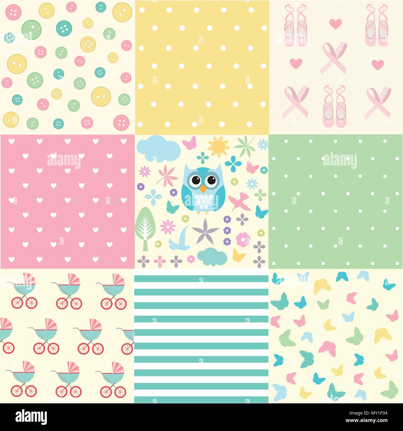 Baby shower set seamless Stock Vector Images - Alamy