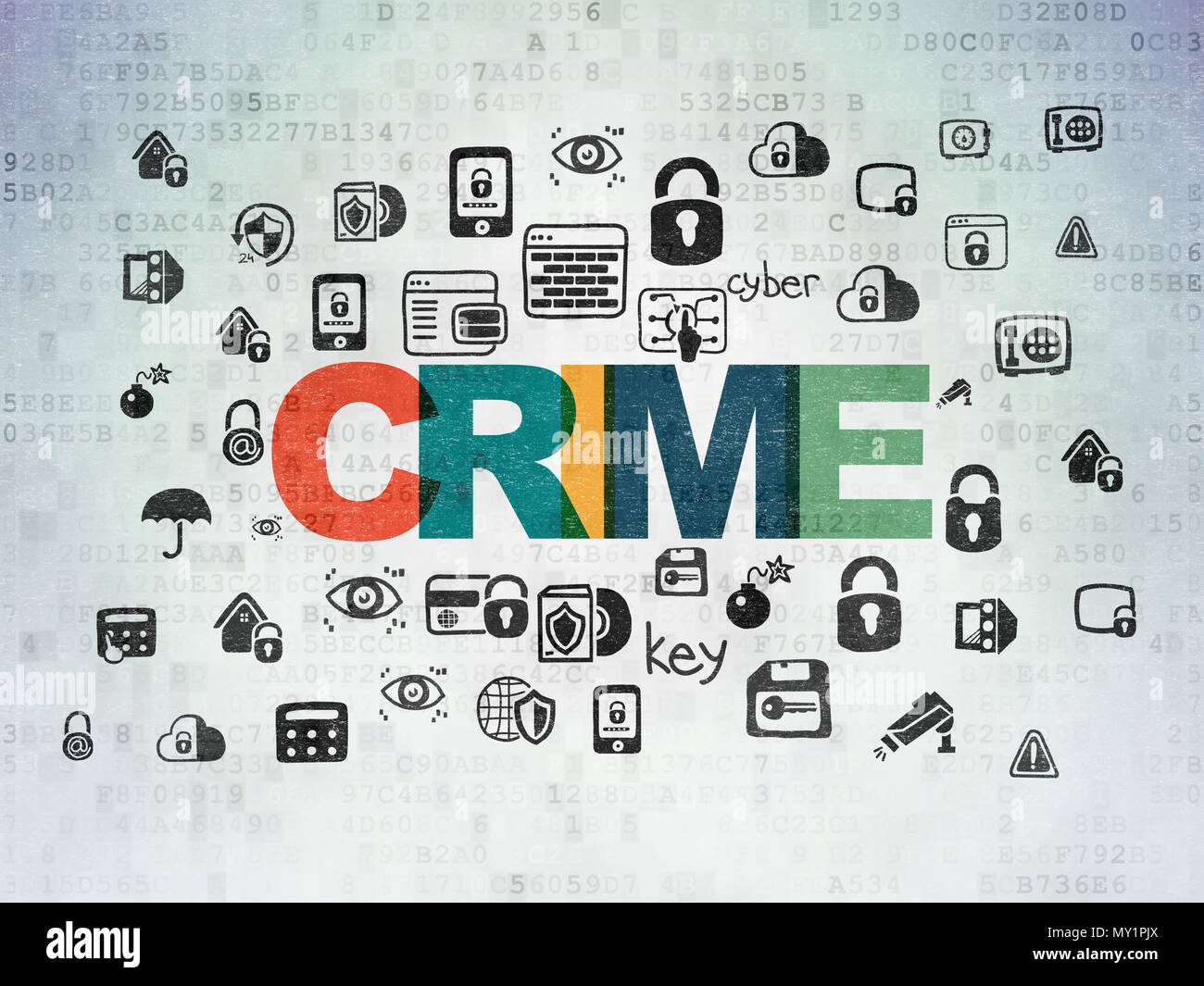 Protection concept: Crime on Digital Data Paper background Stock Photo ...