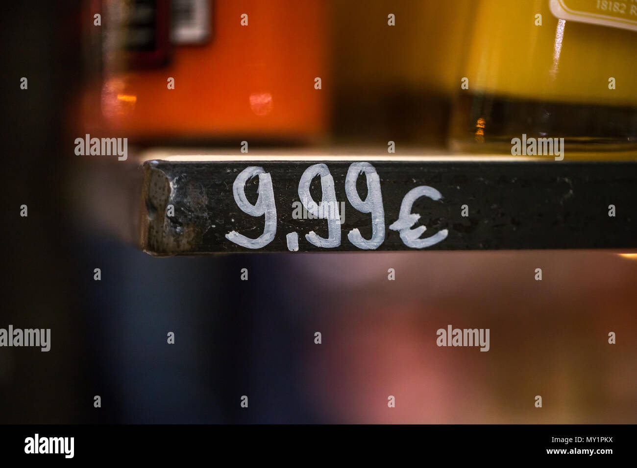 the price tag on fruit wooden counter in Germany Stock Photo - Alamy
