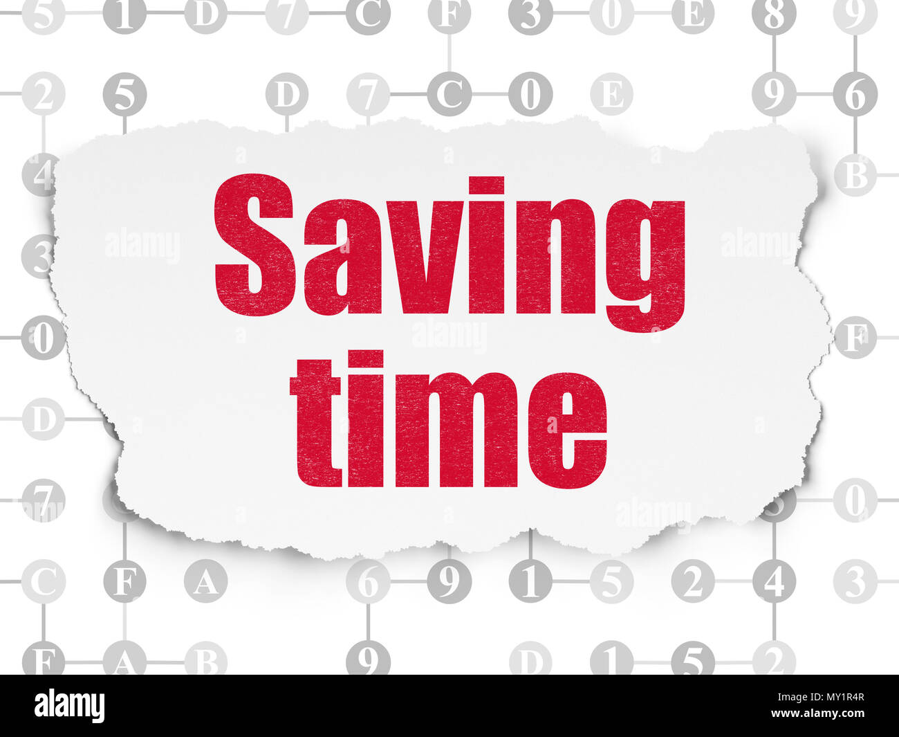 Timeline concept: Saving Time on Torn Paper background Stock Photo - Alamy