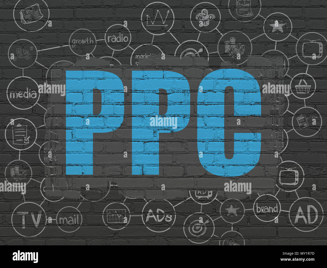 Marketing concept: PPC on wall background Stock Photo - Alamy