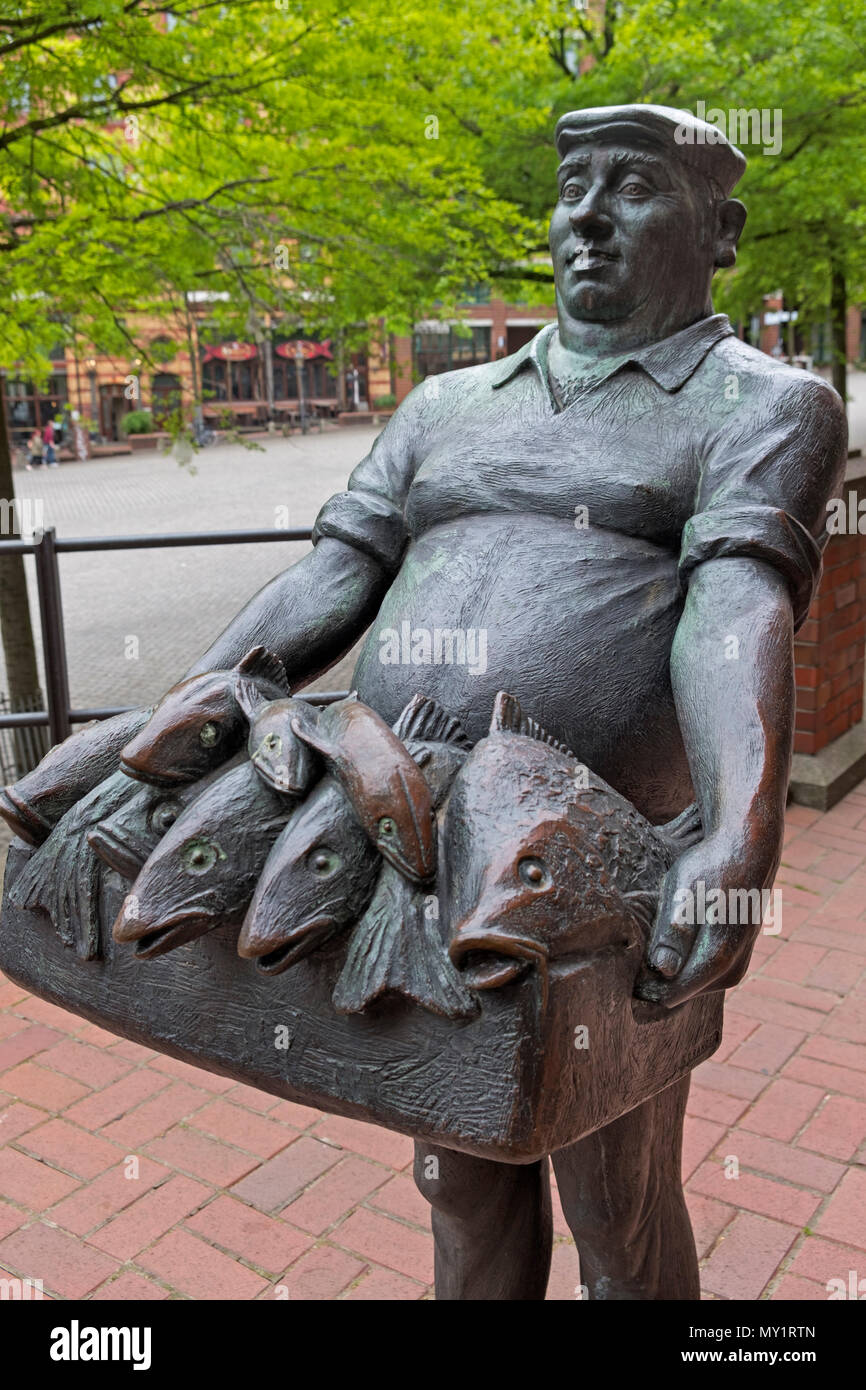 Fisherman statue St Pauli Fish Market Hamburg Germany Stock Photo - Alamy