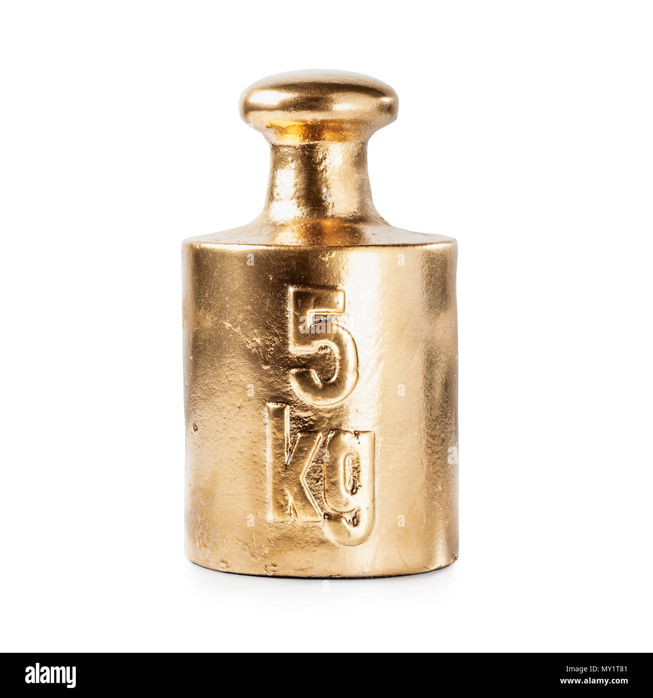 Old weight gold colored isolated on white background clipping path ...