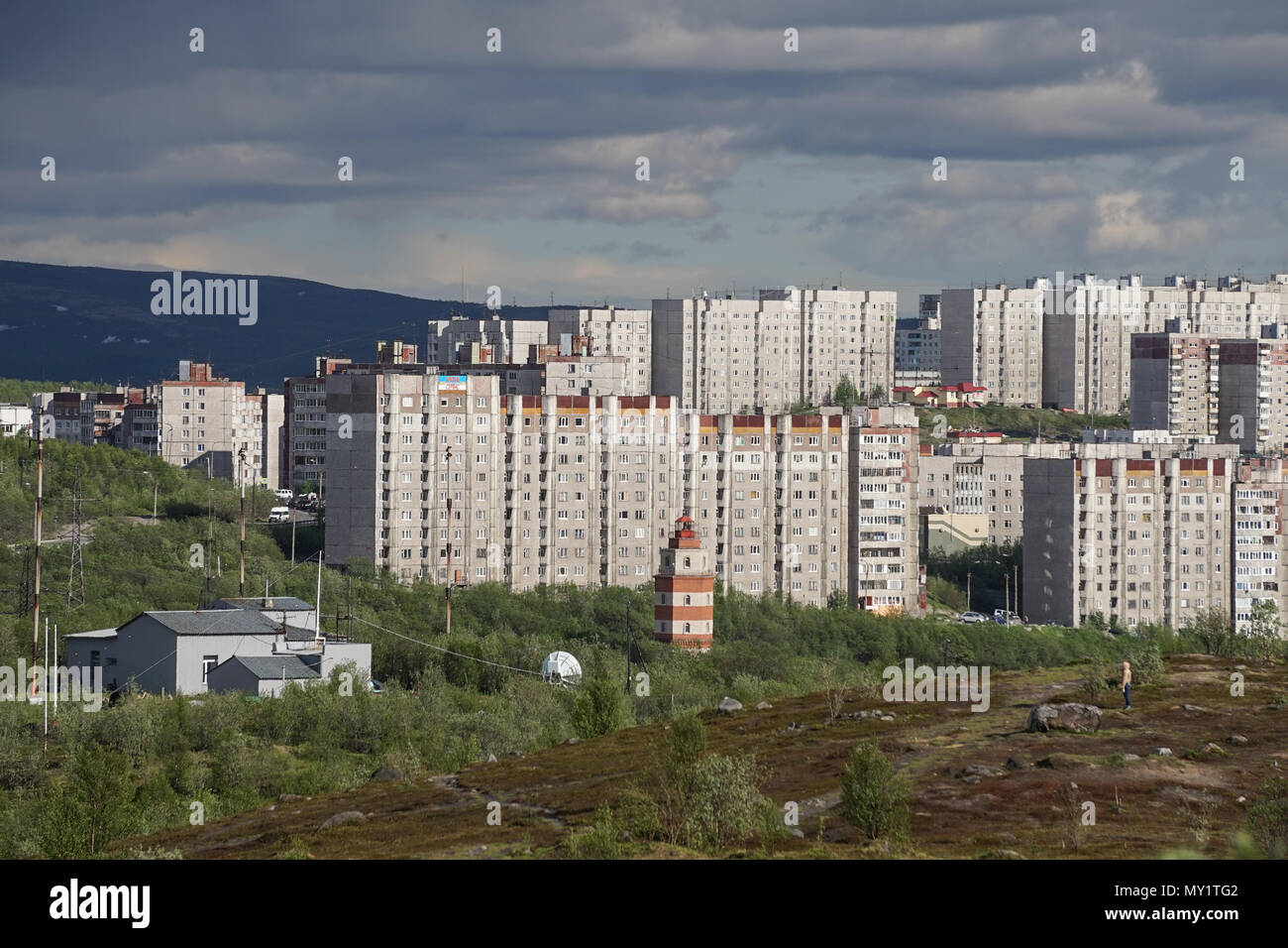 Murmansk, Russia-June 5, 2015: The urban landscape of the Murmansk ...