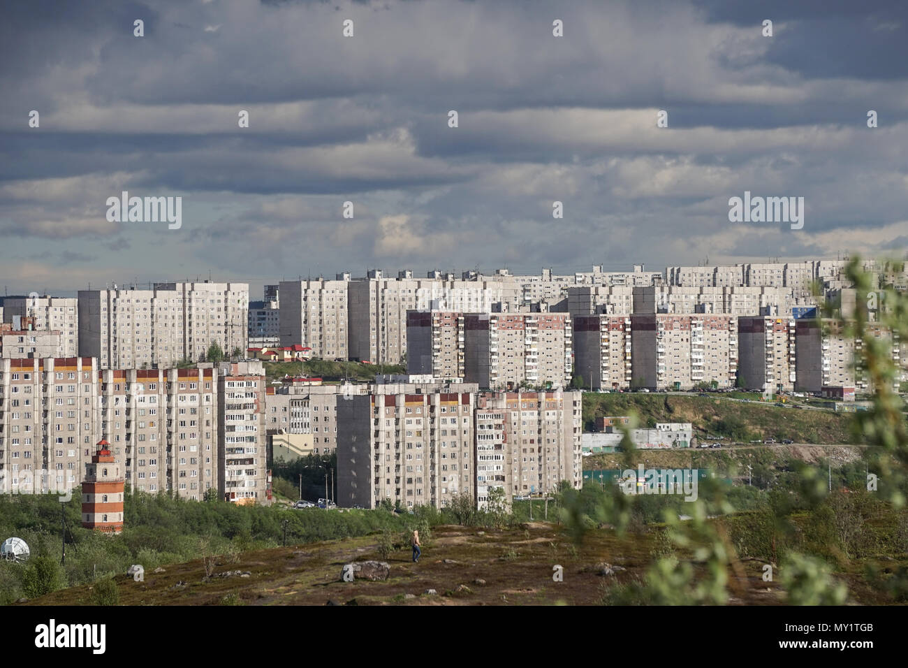 Murmansk, Russia-June 5, 2015: The urban landscape of the Murmansk ...