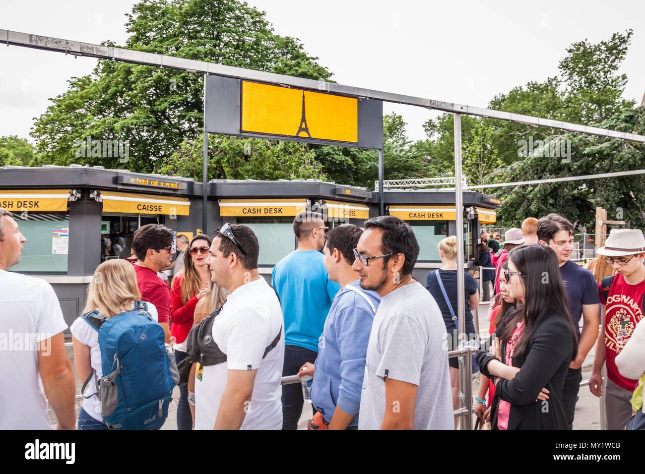 Ticket office for the Eiffel Tower, Paris France, Europe Stock Photo ...