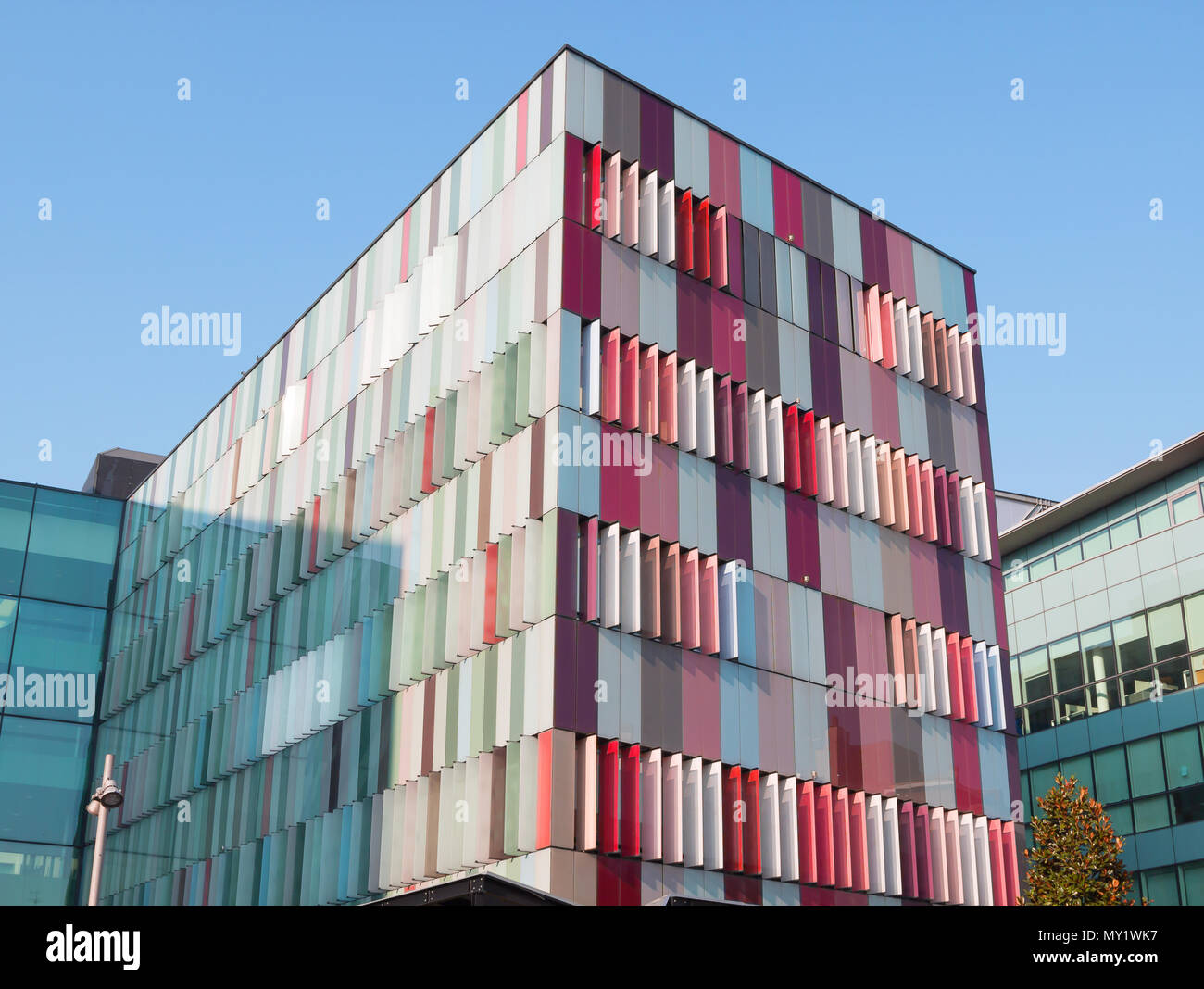 MILAN ITALY OCTOBER 13, 2017 Modern exterior of a bright & colorful ...
