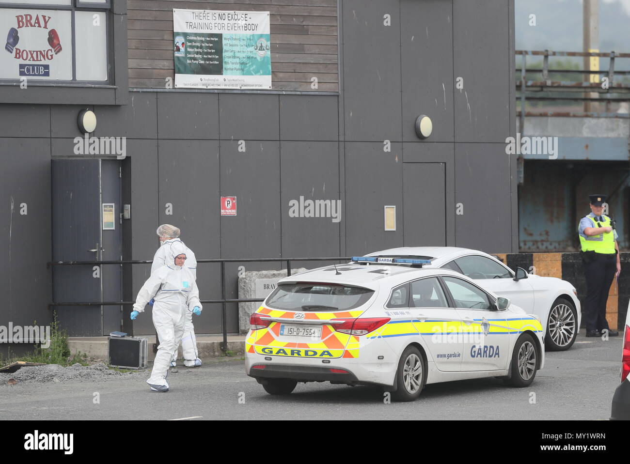 Forensic investigators and garda at the Bray Boxing Club, Bray, Co ...