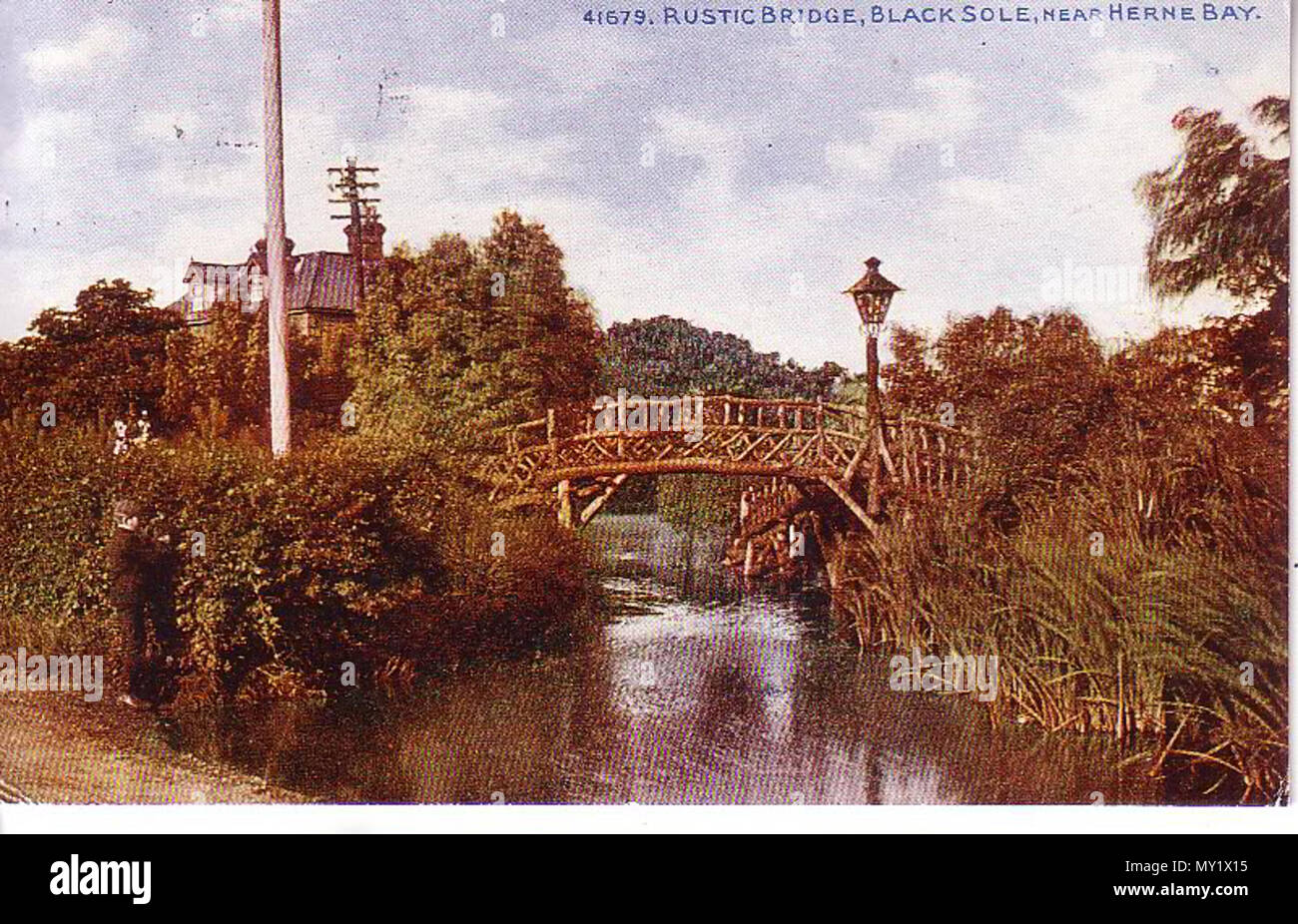 . Postcard photo of rustic bridge at Beltinge, near Herne Bay, Kent ...