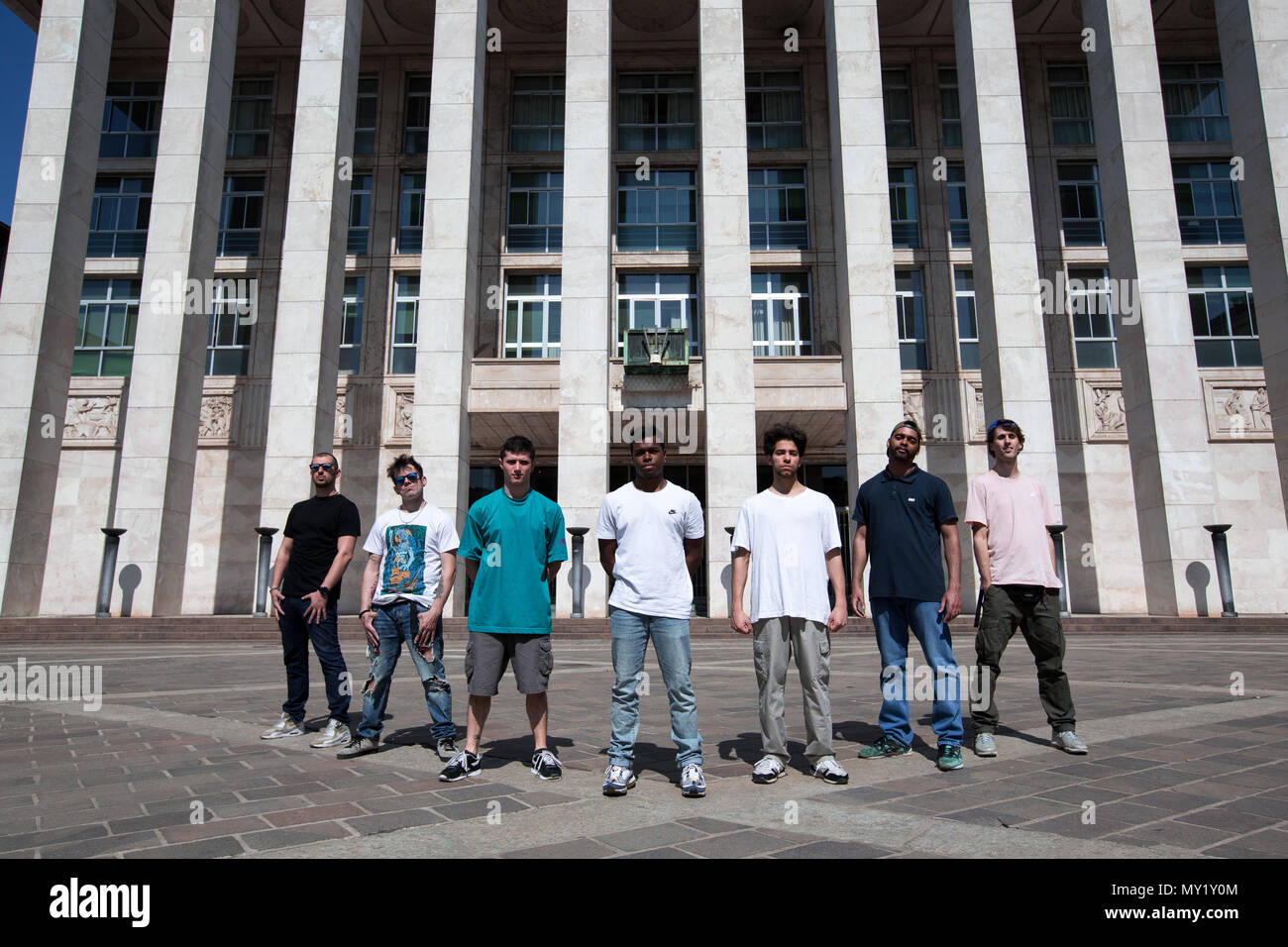 full crew of b-boys Stock Photo - Alamy