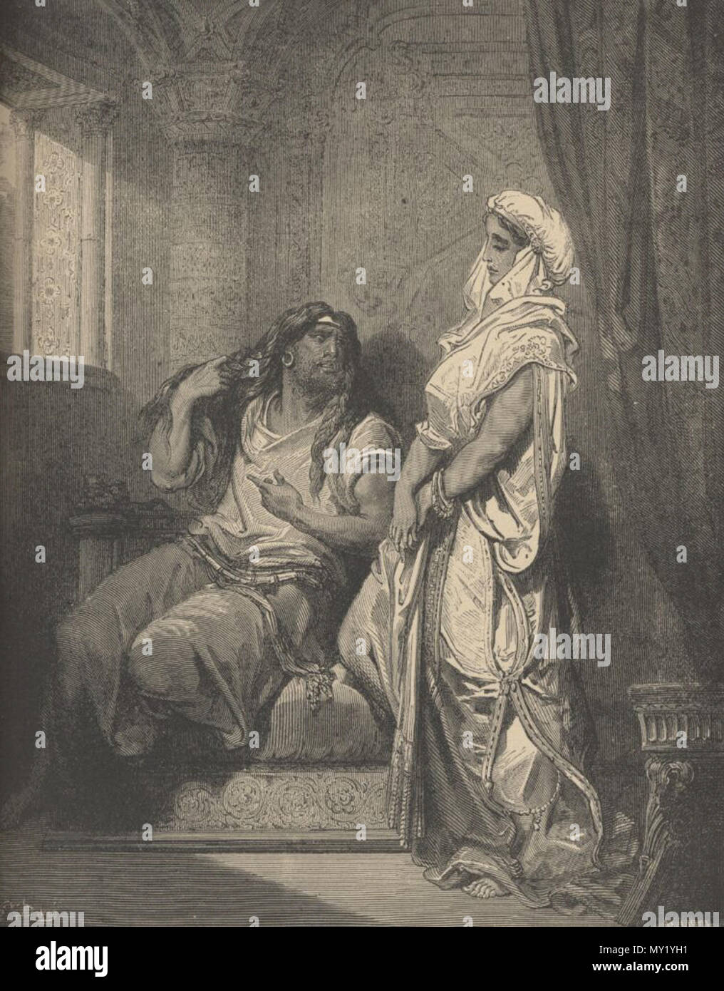 . Engraving of Samson and Delilah by Gustave Dore ca. 1860 . 1860 ...