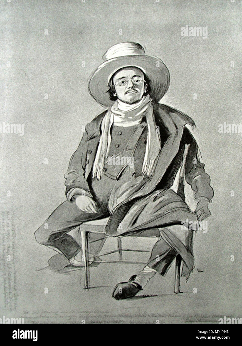 . Samuel Palmer . Cartoon portrait of Samuel Palmer (c. 1849) in his ...