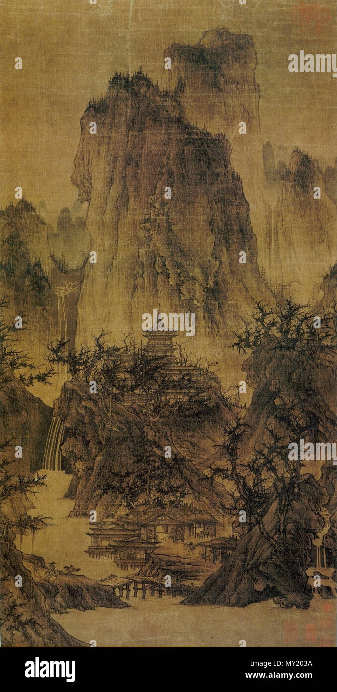 . English: Li Cheng. Buddhist Temple in Mountain. Nelson-Atkins museum ...