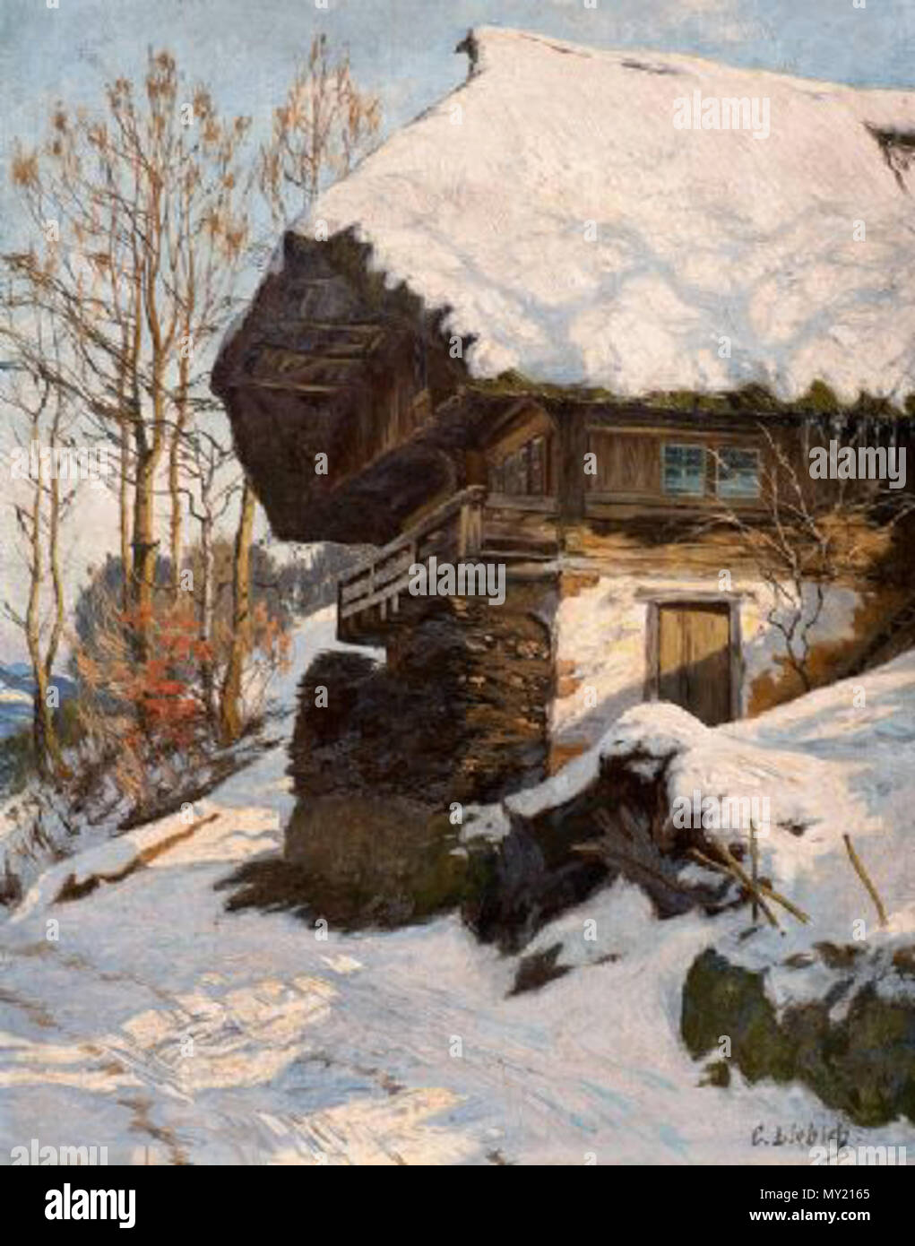 . Deutsch: Schwarzwaldhaus im Schnee von Curt Liebich . Unknown date ...