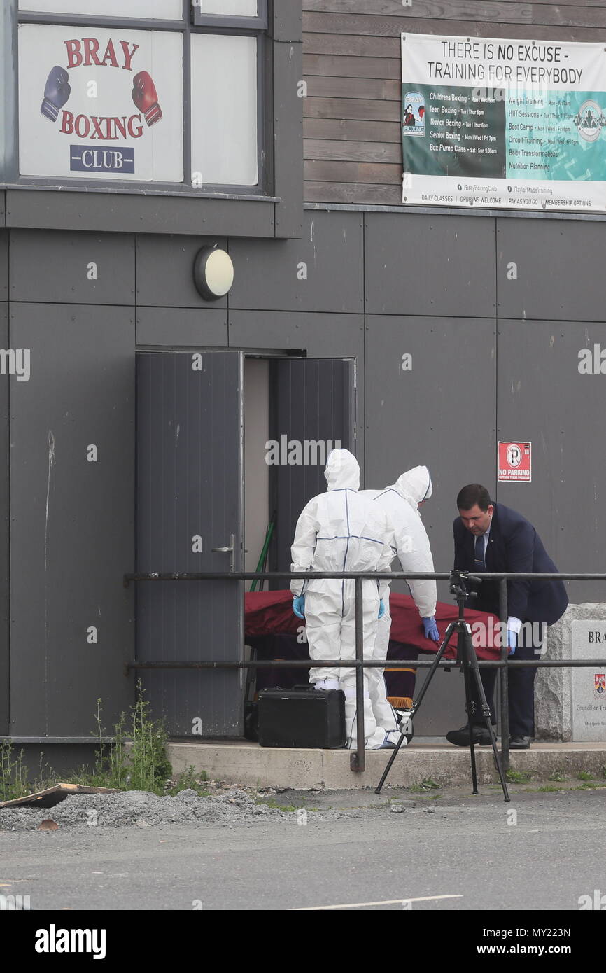A body is removed from Bray Boxing Club, Bray, Co Wicklow, where three ...