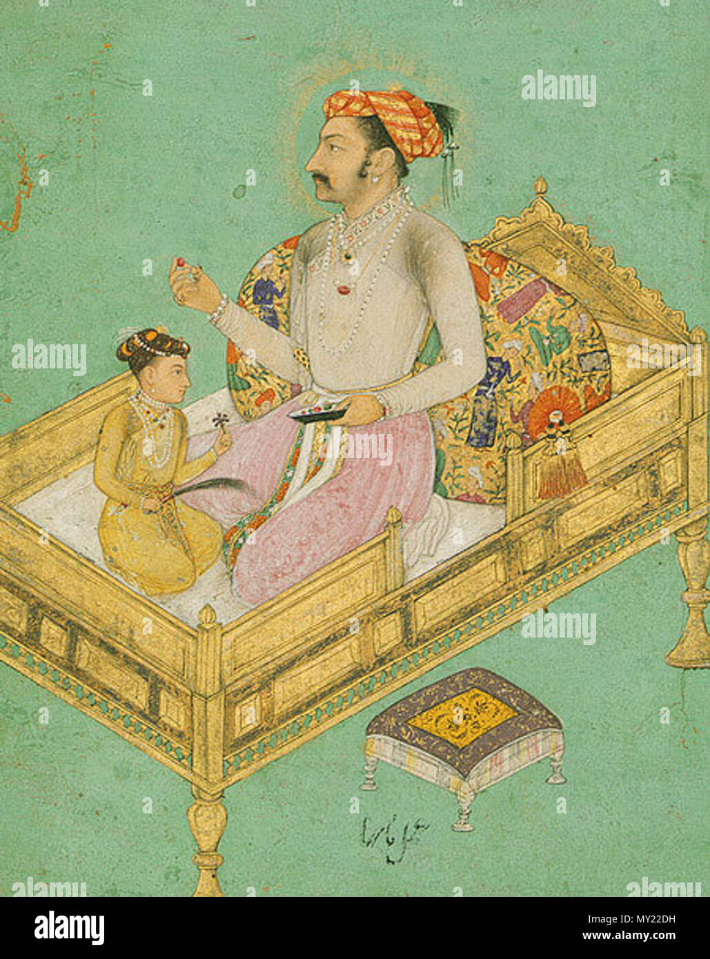. English: Prince Khurram (Shah Jahan) with his son Dara Shikoh: Leaf ...