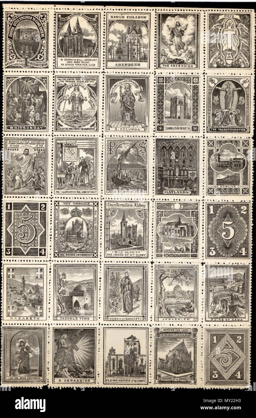 . English: Church attendance stamps. Early 20th century. Unknown 484 ...