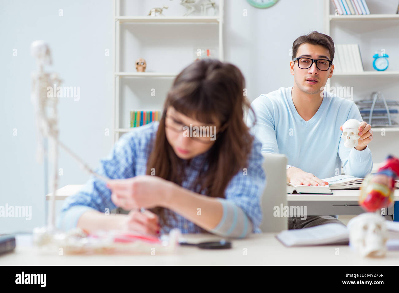 Two medical students studying in classroom Stock Photo - Alamy