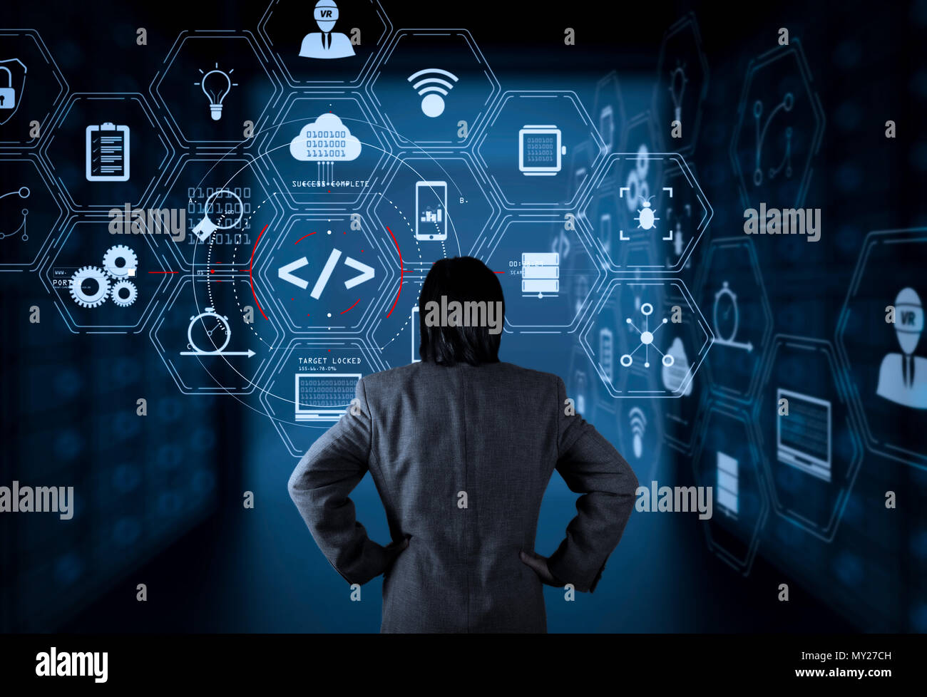 business with virtual diagram and IOT Stock Photo - Alamy