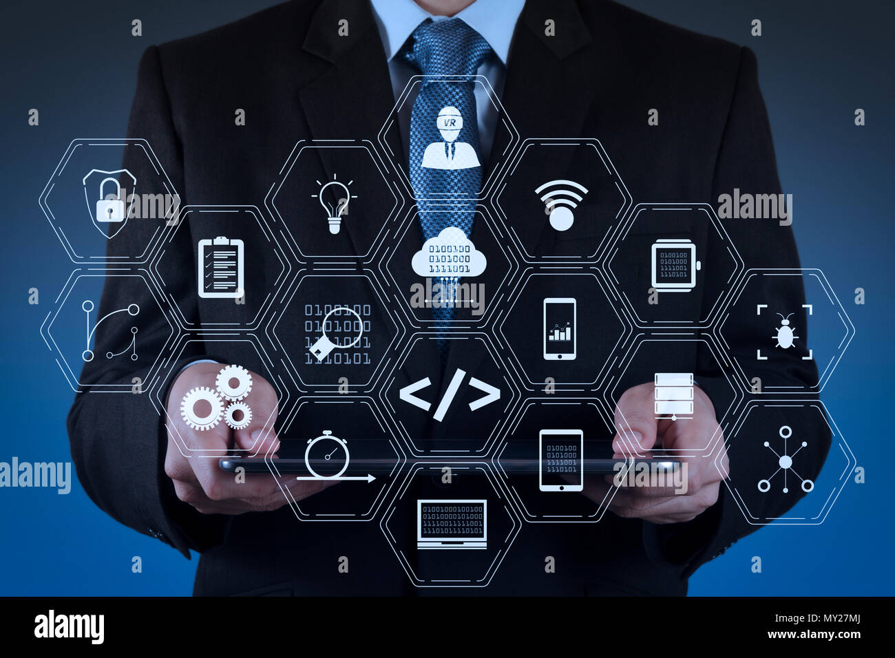 business with virtual diagram and IOT Stock Photo - Alamy