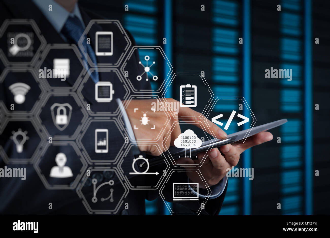 business with virtual diagram and IOT Stock Photo - Alamy