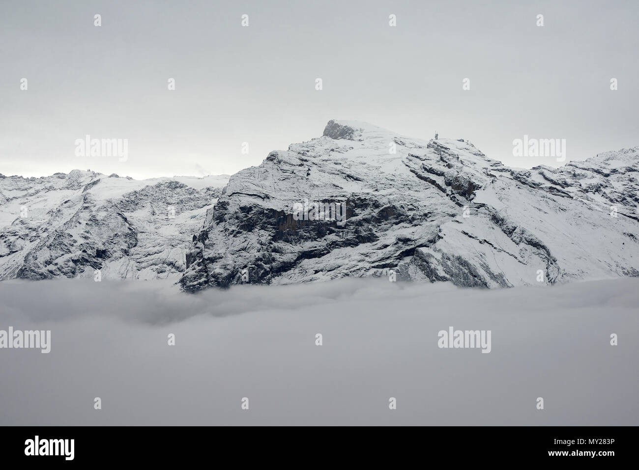 Stunning landscape showing the peaks of the high mountains in the Swiss ...