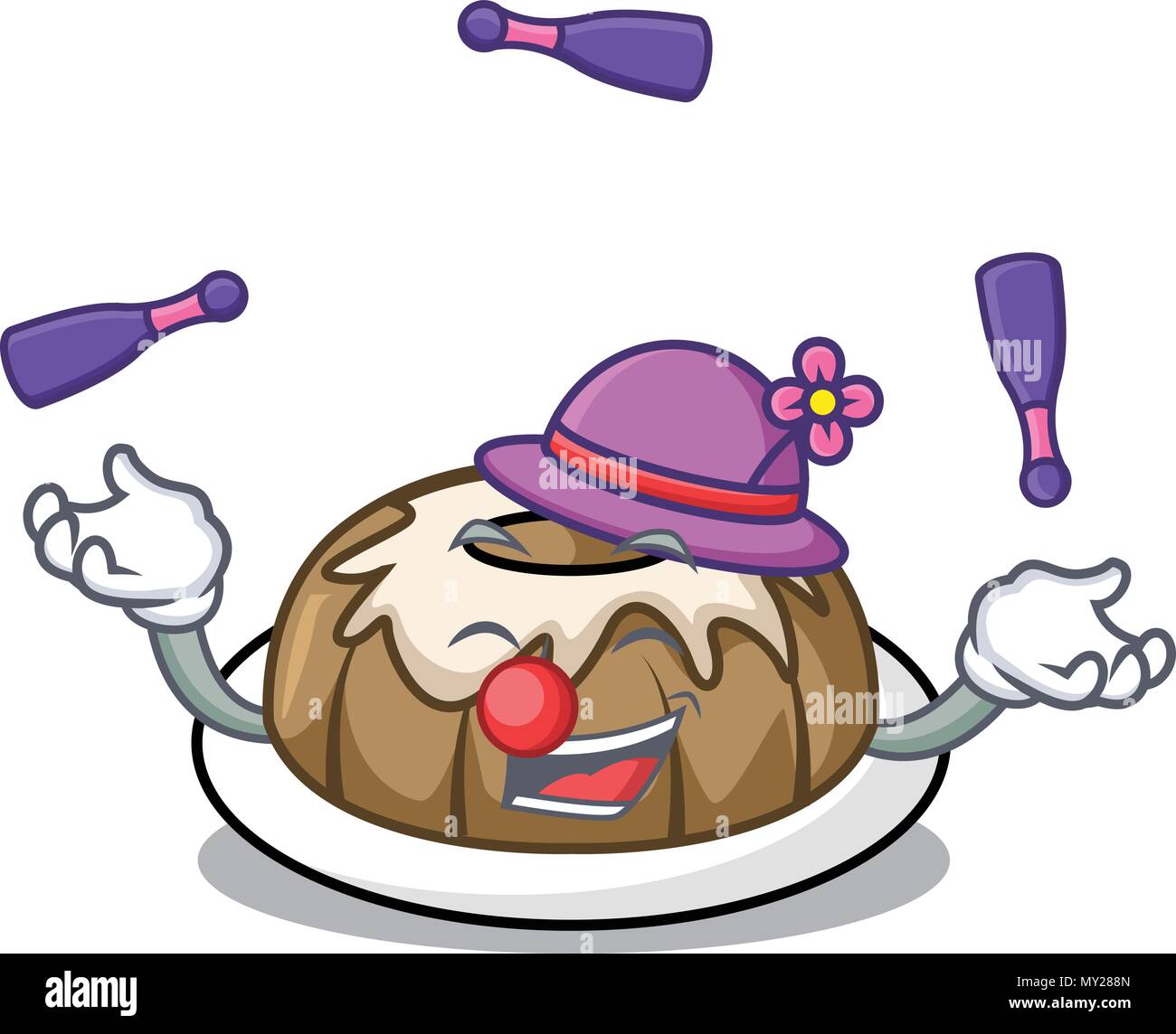 Juggling bundt cake mascot cartoon Stock Vector Image & Art - Alamy