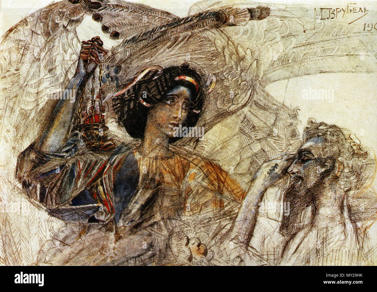 Vrubel Mikhail - Six Winged Seraph (After Pushkin's Poem Prophet Stock ...