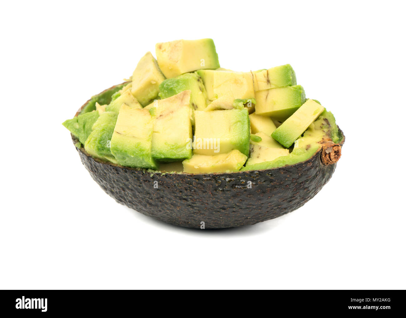 Salad with cubes of avocado isolated on white background Stock Photo ...