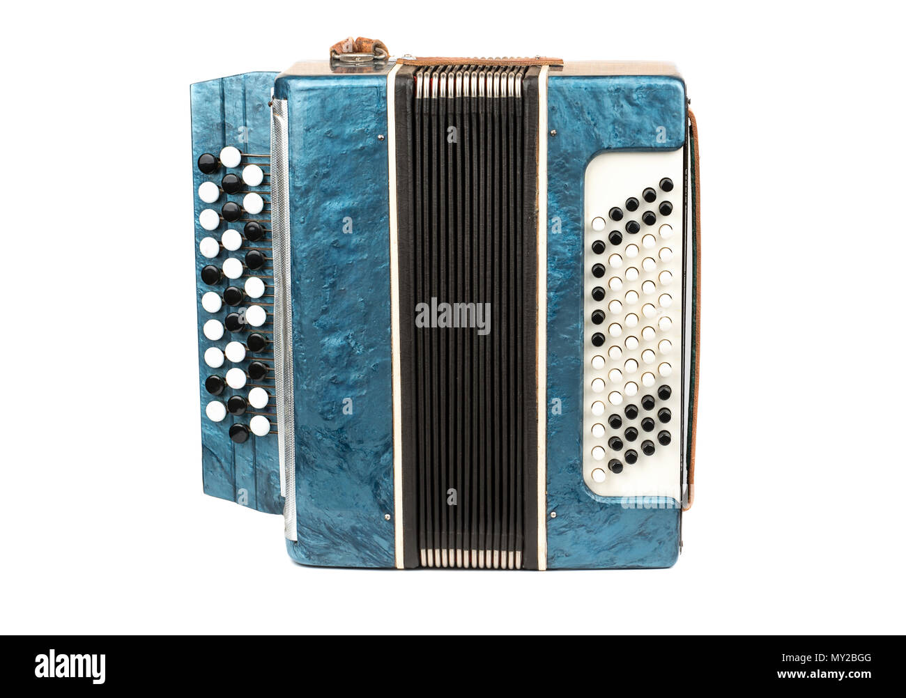 Old musical instrument bayan accordion isolated on white background ...