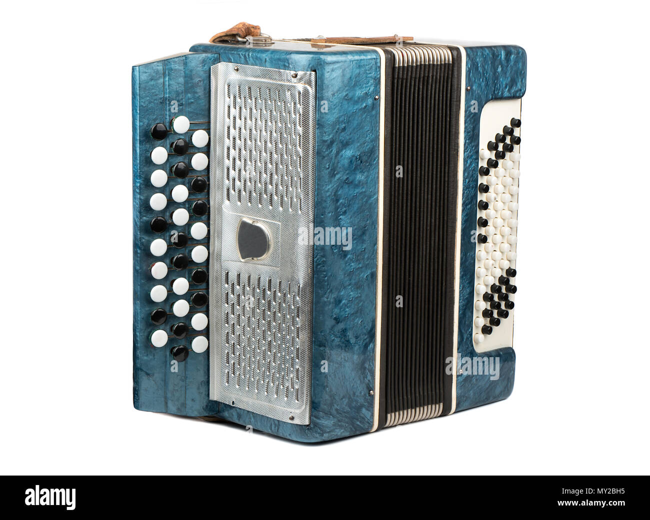 Old musical instrument bayan accordion isolated on white background ...