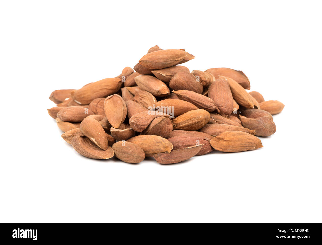 Pile of dry uzbek almond without shell on white background Stock Photo ...