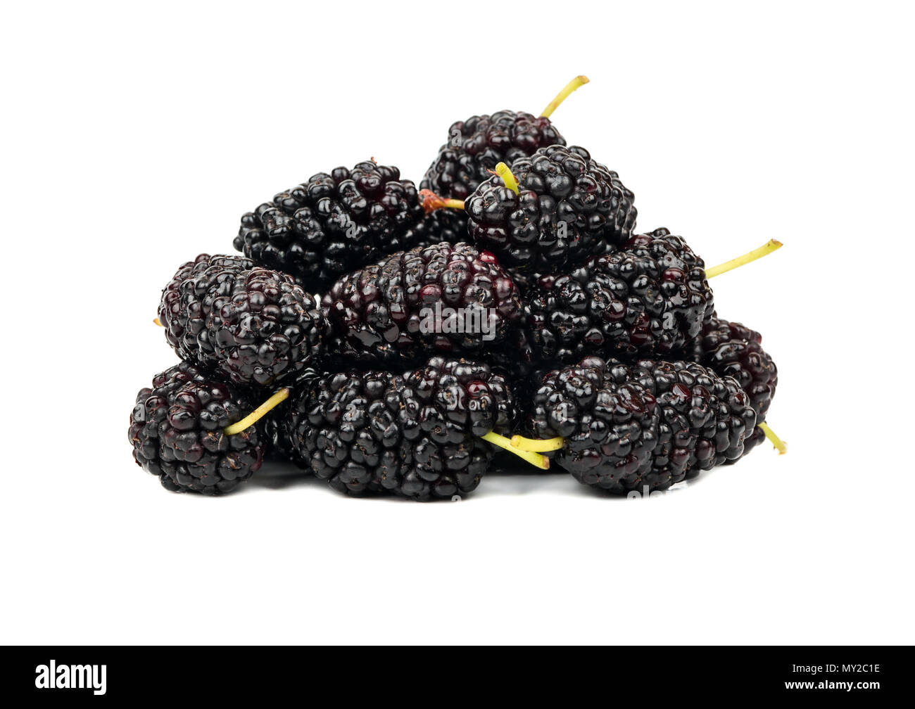 Bunch of black mulberry isolated on white background Stock Photo - Alamy