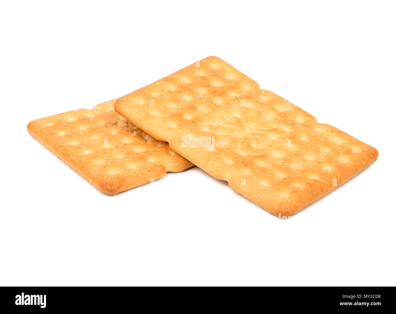 Two rectangular salty cracker isolated on white background Stock Photo ...