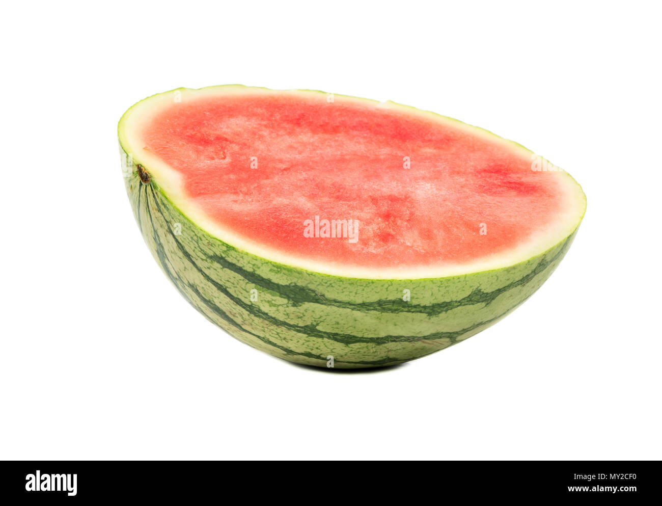 Juicy half of a watermelon without seed on white background Stock Photo ...