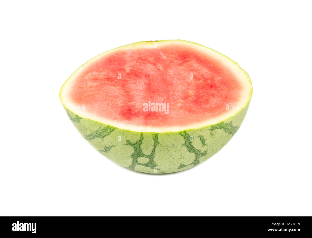 Juicy half of a watermelon without seed on white background Stock Photo ...
