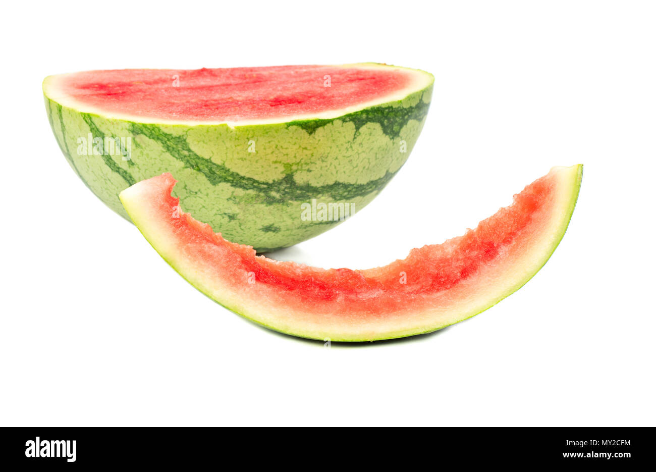 Half of watermelon with peel on white background Stock Photo - Alamy