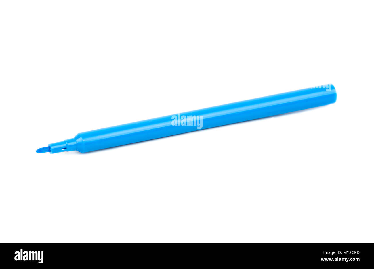 Open blue felt tip pen isolated on white background Stock Photo - Alamy