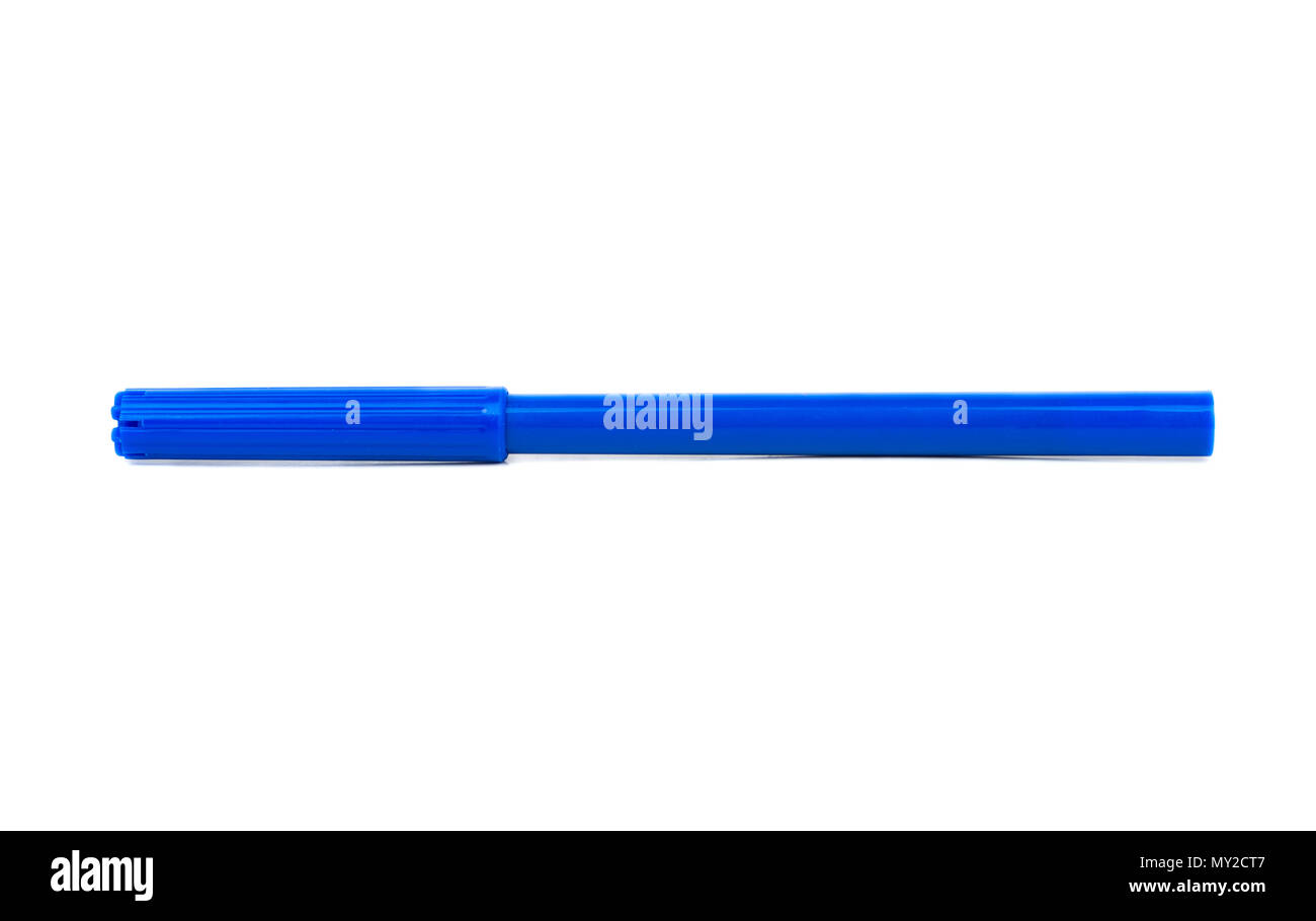 Blue felt pen isolated on white background Stock Photo - Alamy