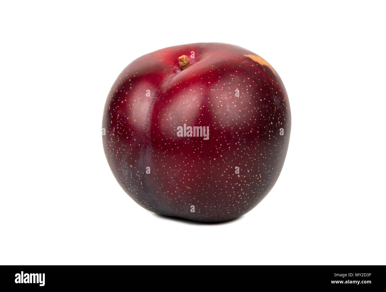 Big ripe red plum isolated on white background Stock Photo - Alamy