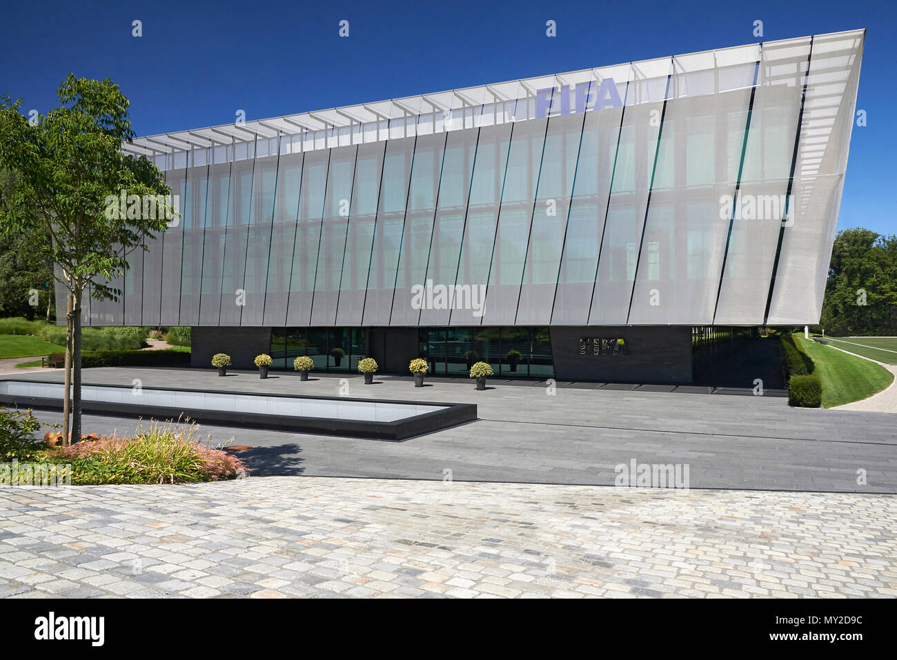 FIFA Headquarters building modern architecture in summer sunshine with ...