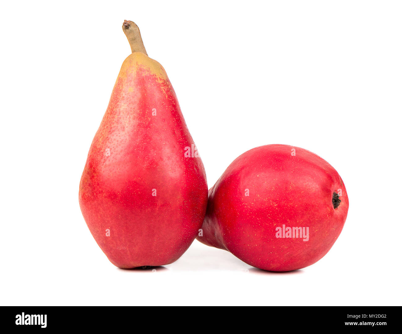 Two tasty red fruit pears isolated on a white background Stock Photo ...