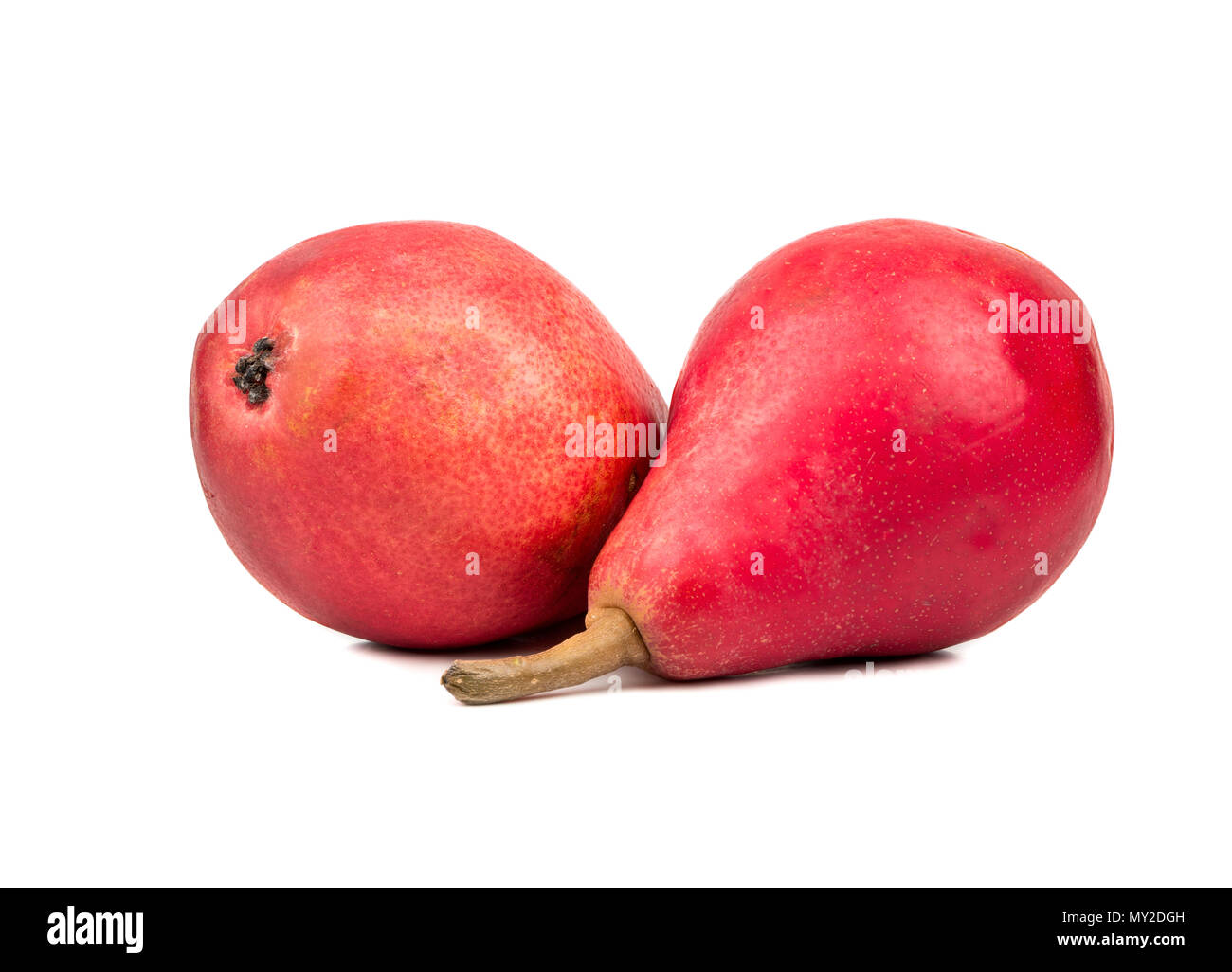 Two tasty red fruit pears isolated on a white background Stock Photo ...