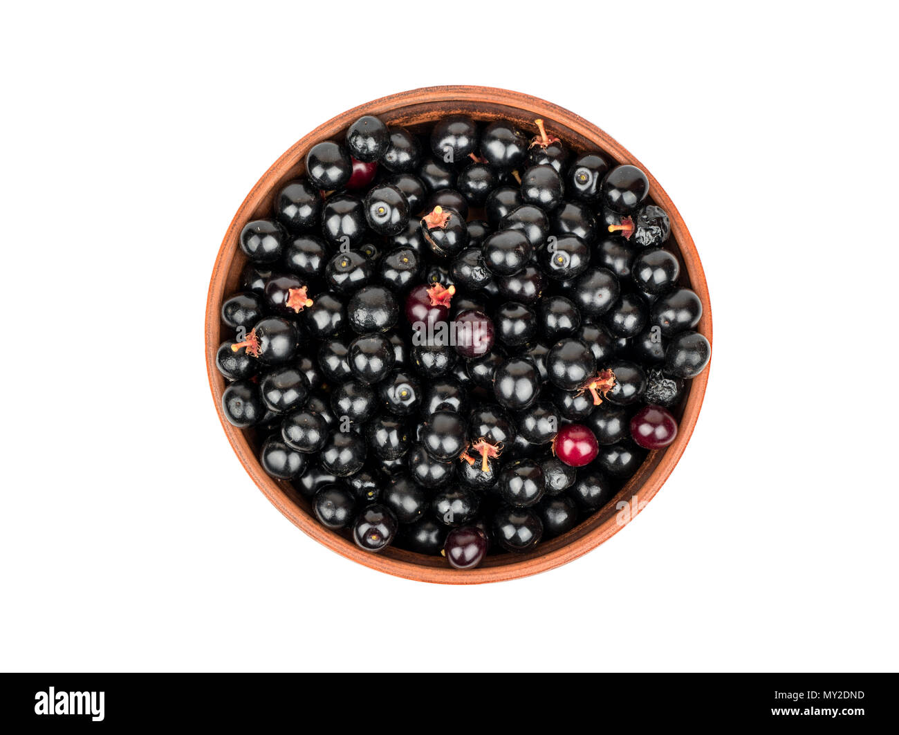 Fresh bird cherry in bowl isolated on white background, top view Stock ...
