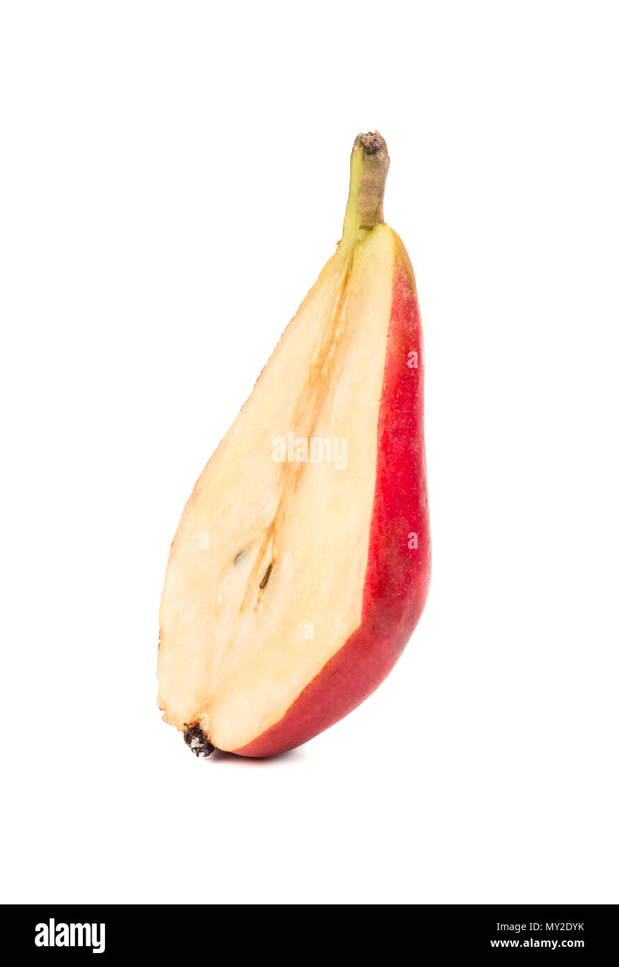 Juicy half of a fresh red pears isolated on white background Stock ...