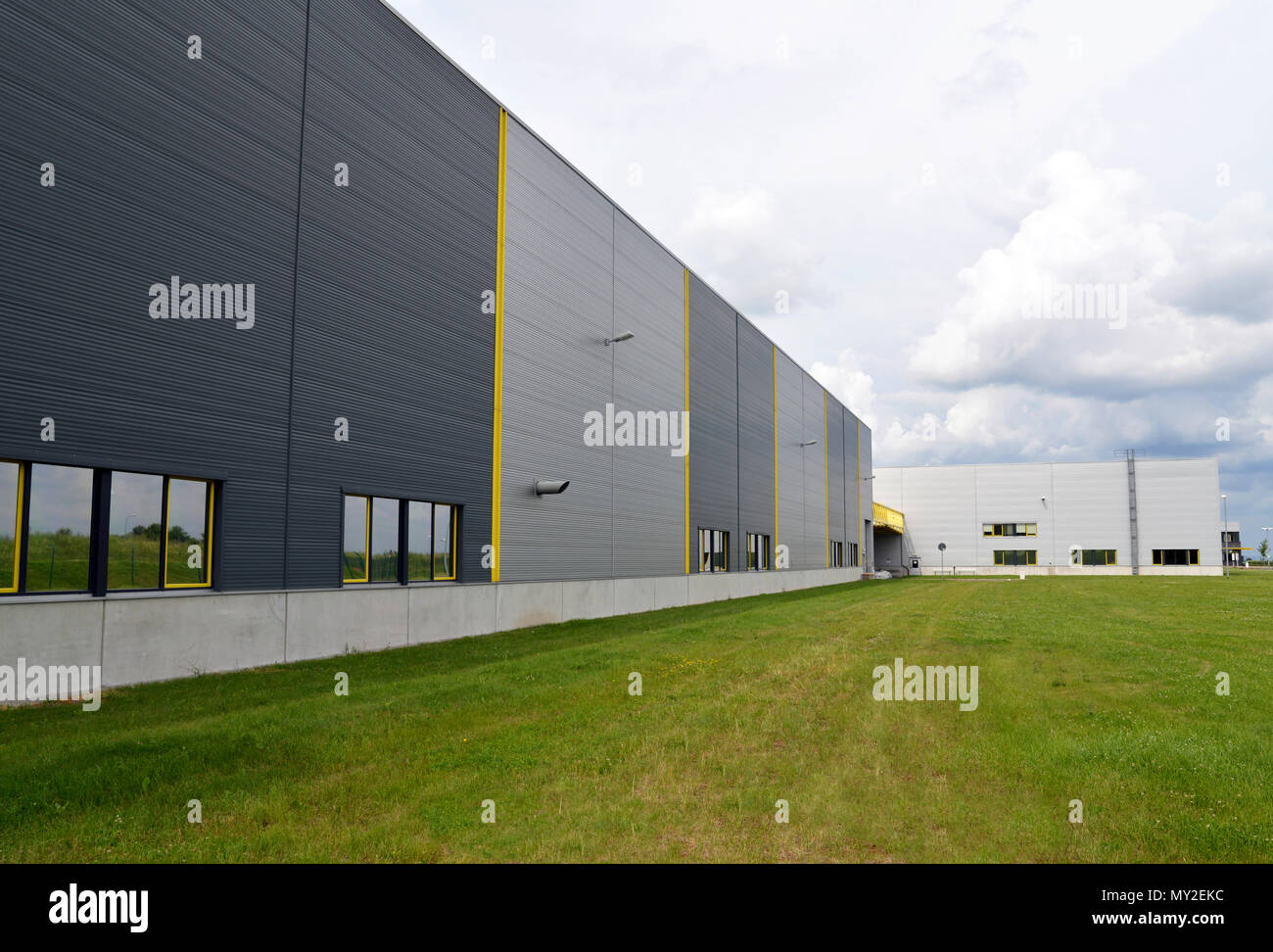 commercial building exterior view of a mechanical engineering factory ...